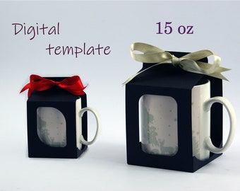 12oz Mug Box Template, Mug Holder Svg, Mug Gift Box Template, Gift Box ...