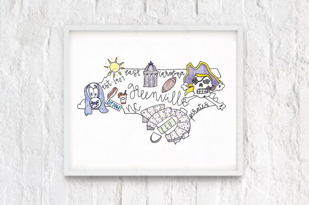 East Carolina University Print - Etsy