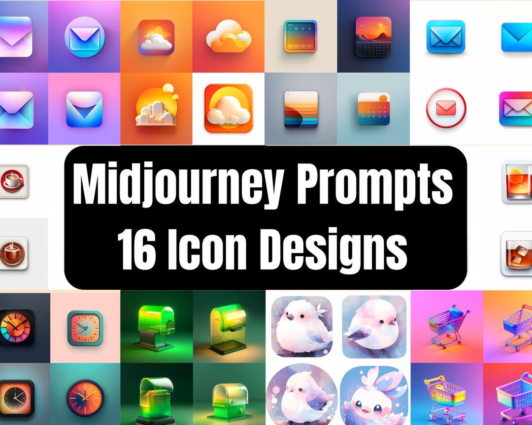 16 Icon Design Styles Bundle, Midjourney Prompts, Instant Download ...