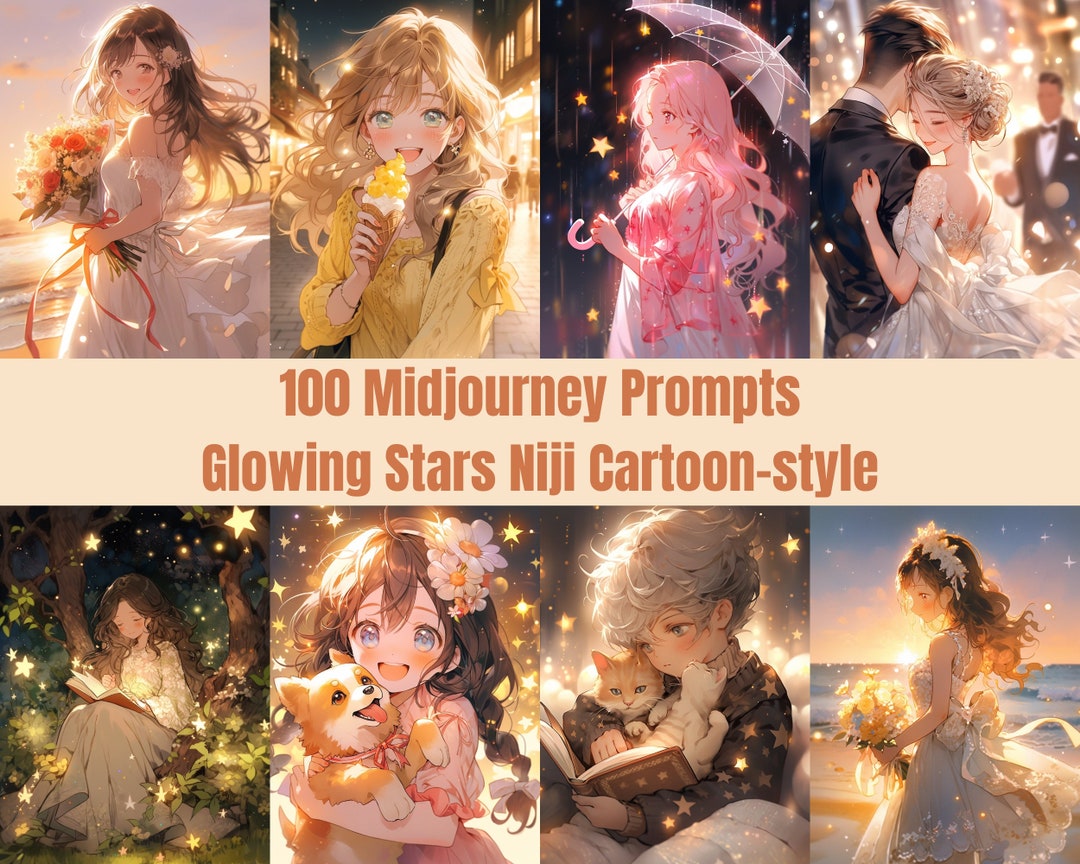 100 Midjourney Prompts, Glowing Stars Niji Cartoon-style, Copy-paste ...