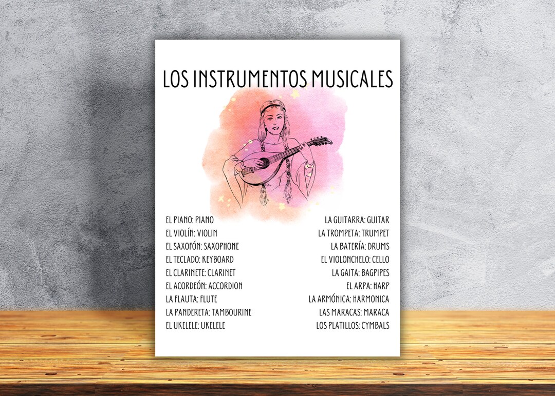 Musical Instruments Vocabulary Words in Spanish Music Vocabulary Music ...