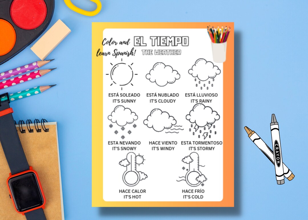 El Tiempo Coloring Sheet Learn Spanish Coloring Pages Fro Kids ...