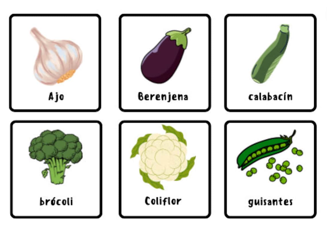 Las Verduras Flashcards Printables Vegetables in Spanish Spanish ...