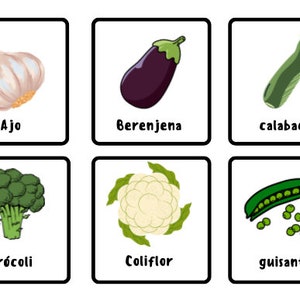 Las Verduras Flashcards Printables Vegetables in Spanish Spanish ...