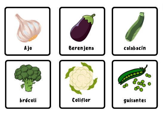 Las Verduras Flashcards Printables Vegetables in Spanish Spanish ...