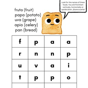 Food Word Search Sopa De Letras Printable Word Search Educational ...