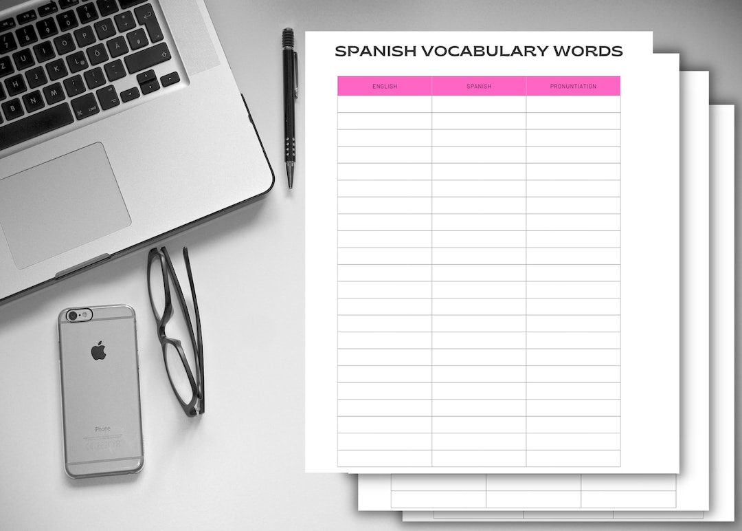 Set of 4 Printable Vocabulary Charts for Spanish Vocabulary ...