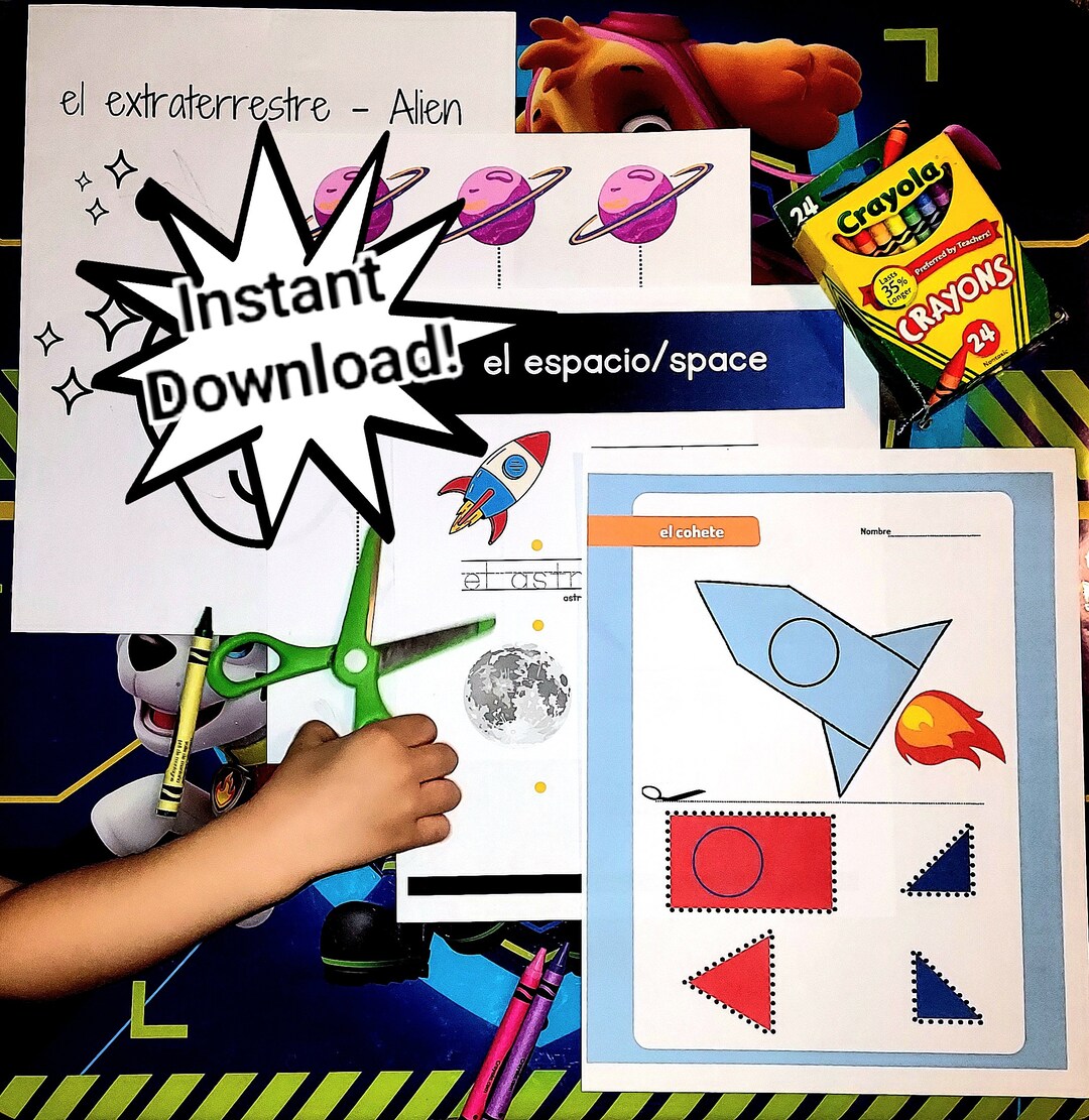 5 Page Preschool Spanish Outer Space Themed Cute Aliens Curriculum in ...