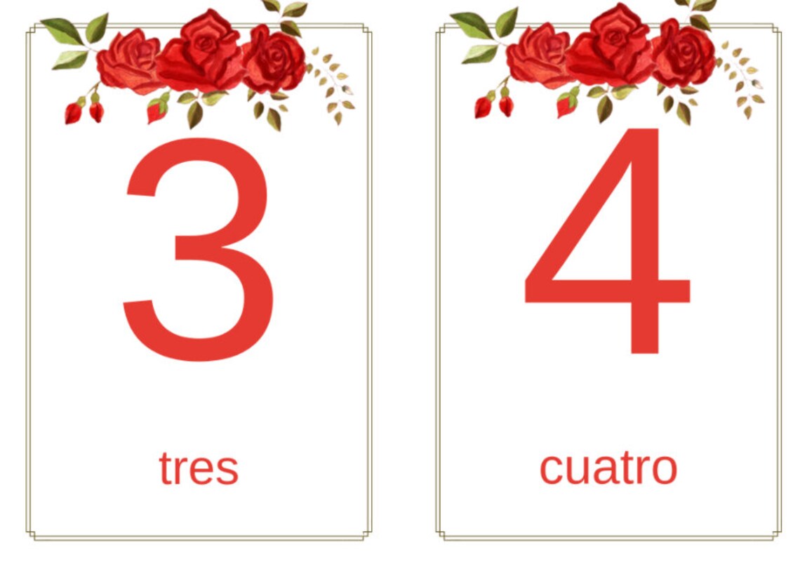 Spanish Numbers 1-10 Flashcards Rose Flashcards Count to Ten in Spanish ...