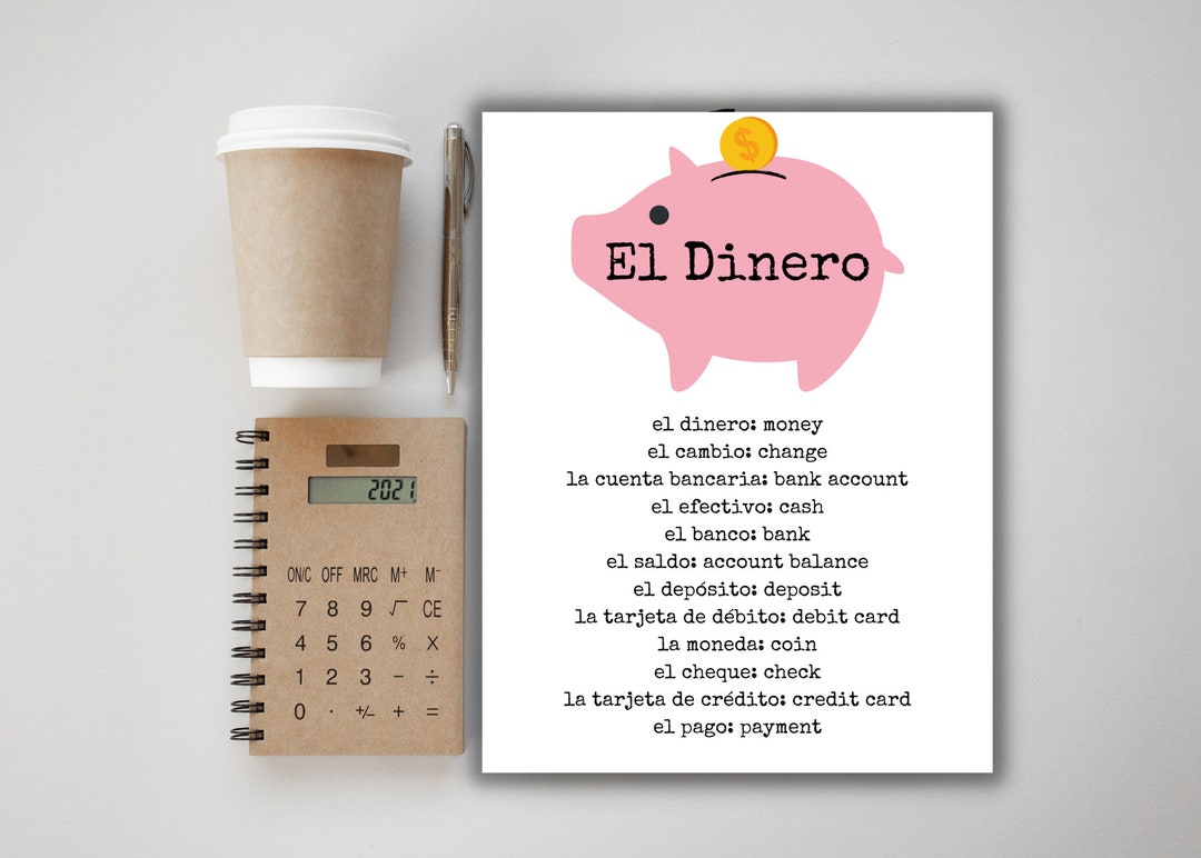 Money Vocabulary List in Spanish Counting Money Poster Printable ...
