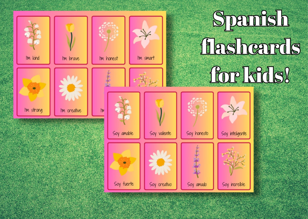 Bilingual Affirmation Cards Spanish English Flashcards Matching Game ...