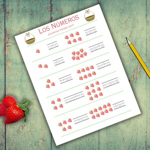Number Tracing Worksheet in Spanish Numbers Practice for Homeschool ...