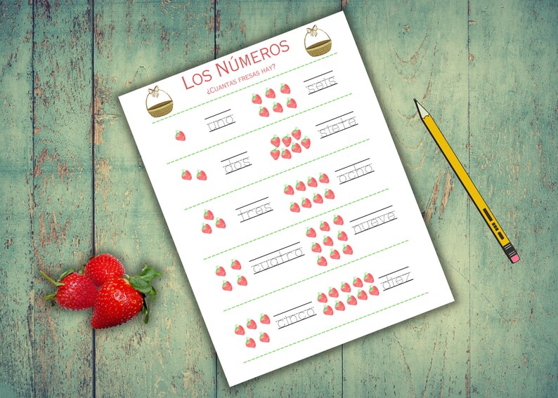 Number Tracing Worksheet in Spanish Numbers Practice for Homeschool ...