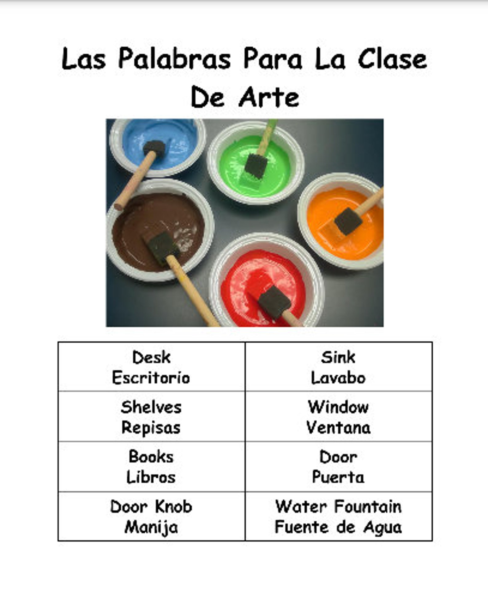 Art Class Labels Instant Download Art Supplies in Spanish Art ...