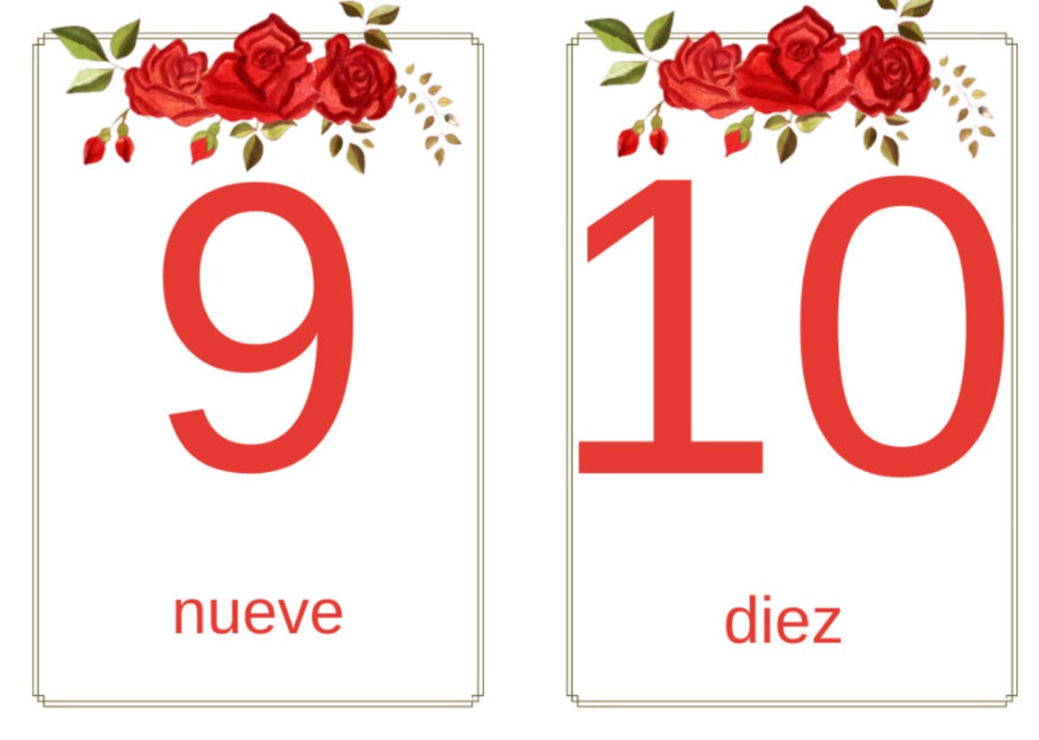 Spanish Numbers 1-10 Flashcards Rose Flashcards Count to Ten in Spanish ...