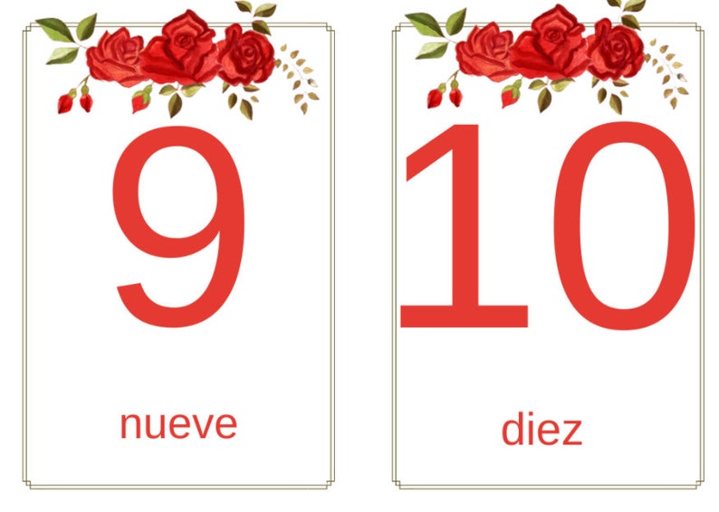 Spanish Numbers 1-10 Flashcards Rose Flashcards Count to Ten in Spanish ...