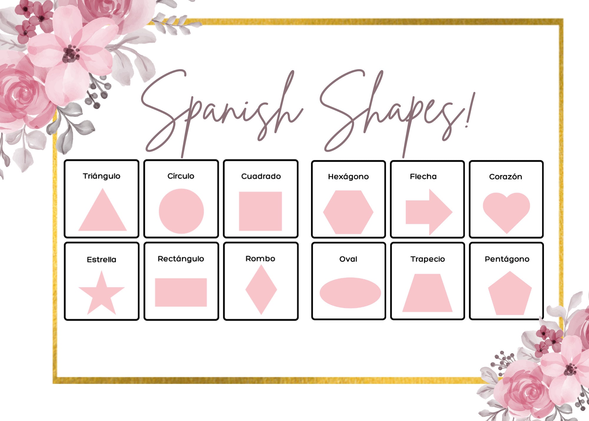 Las Formas En Español Shapes in Spanish Preschool Geometry Shapes ...