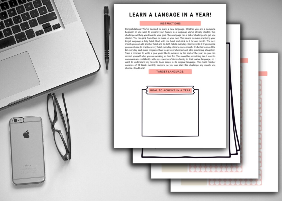 Learn a Language in a Year Challenge Packet Language Study Tracker ...