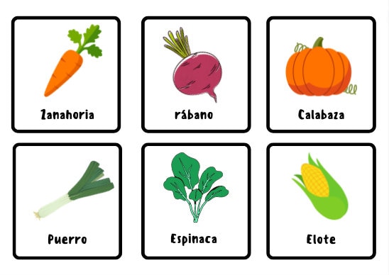 Las Verduras Flashcards Printables Vegetables in Spanish Spanish ...