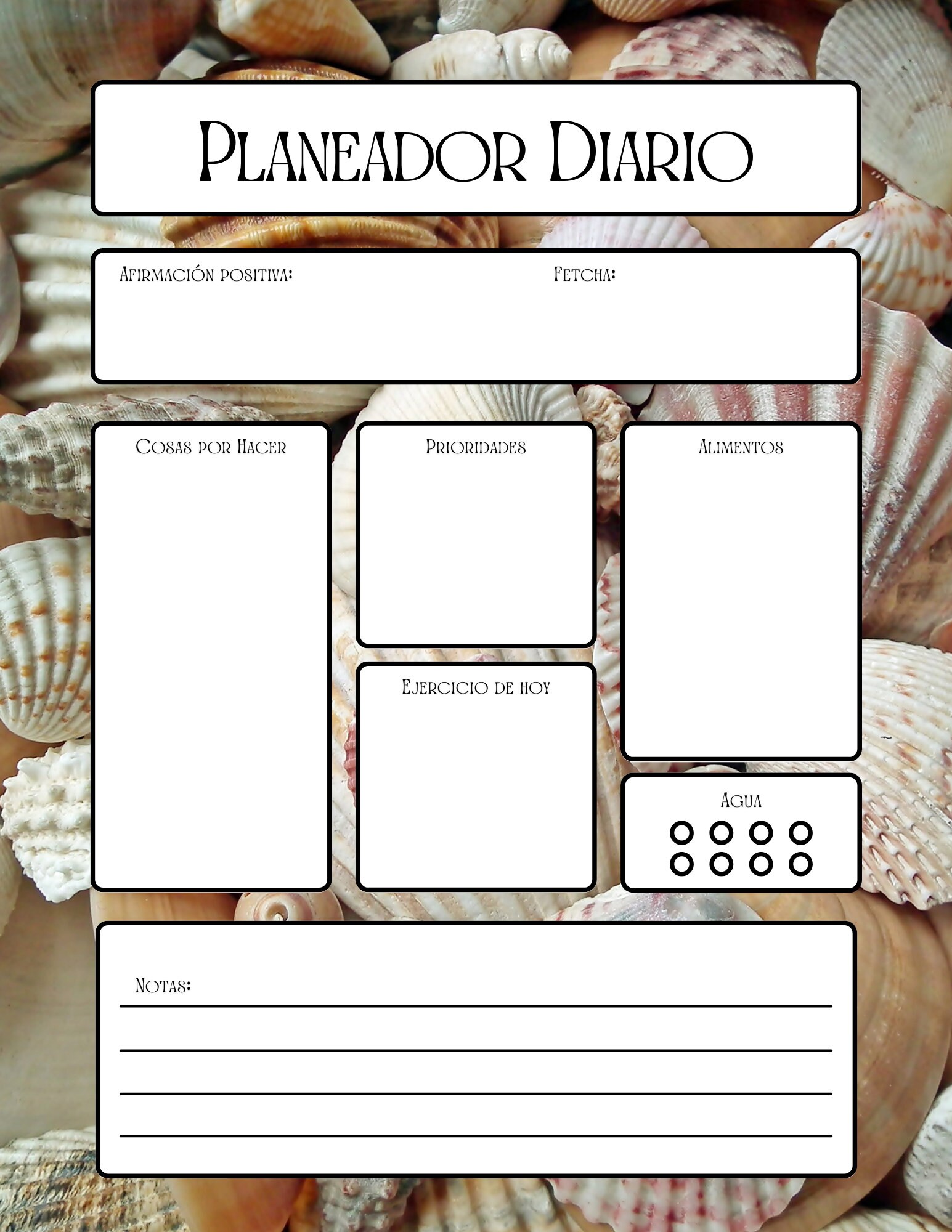 Spanish Printable Day Planner Agenda Page Printable Journal Organizer ...