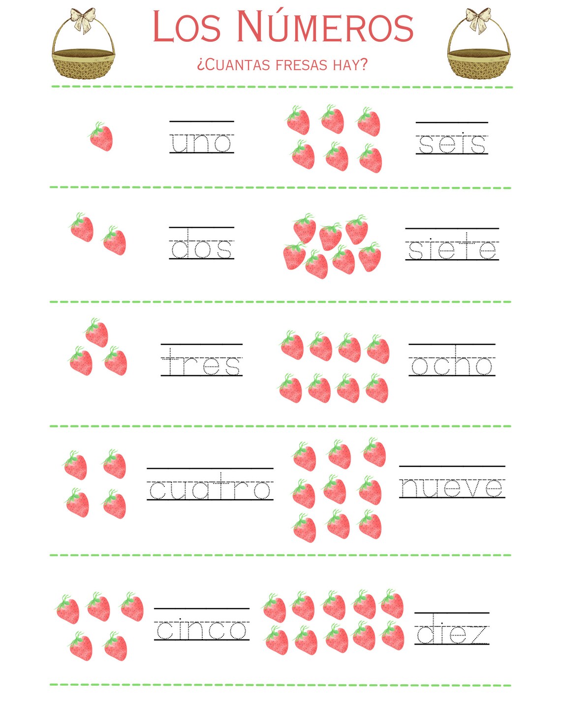Number Tracing Worksheet in Spanish Numbers Practice for Homeschool ...