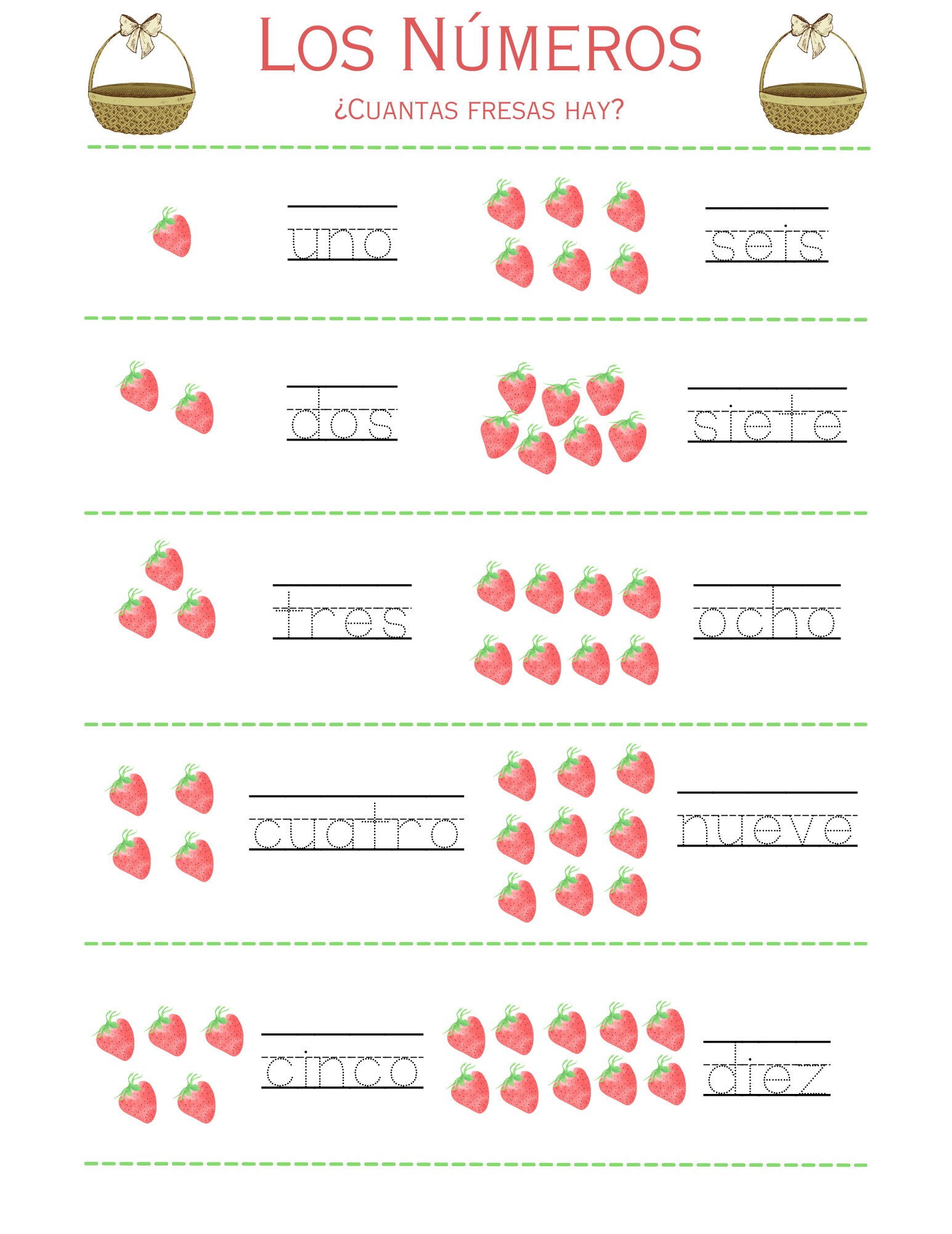 Number Tracing Worksheet in Spanish Numbers Practice for Homeschool ...