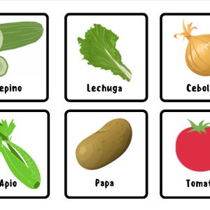 Las Verduras Flashcards Printables Vegetables in Spanish Spanish ...