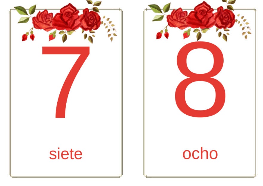 Spanish Numbers 1-10 Flashcards Rose Flashcards Count to Ten in Spanish ...