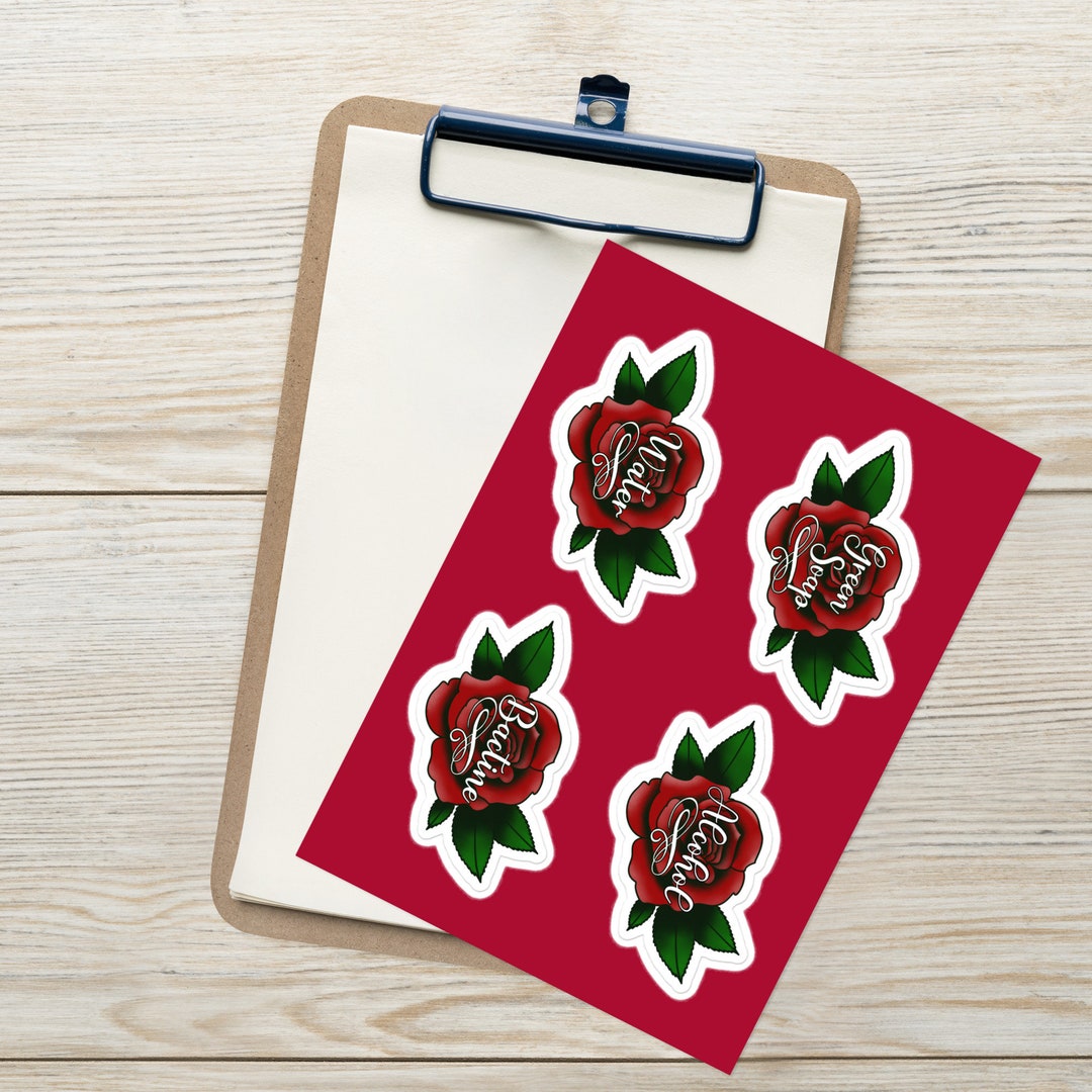 Red Rose Tattoo / PMUA Bottle Sticker Sheet - Etsy