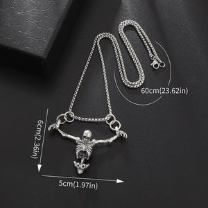 Mens Womans Necklace Goth Rock Chain Skeleton Pendant Steam Punk Rapper ...