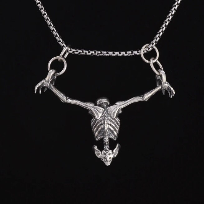 Mens Womans Necklace Goth Rock Chain Skeleton Pendant Steam - Etsy