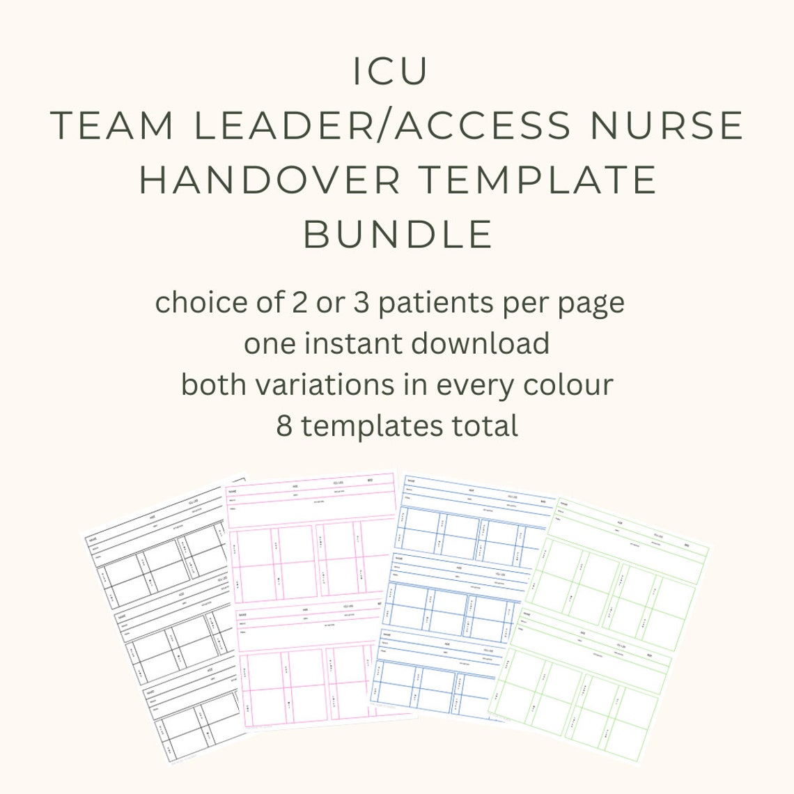 ICU Nurse Team Leader Handover Template; Critical Care Access Nurse ...