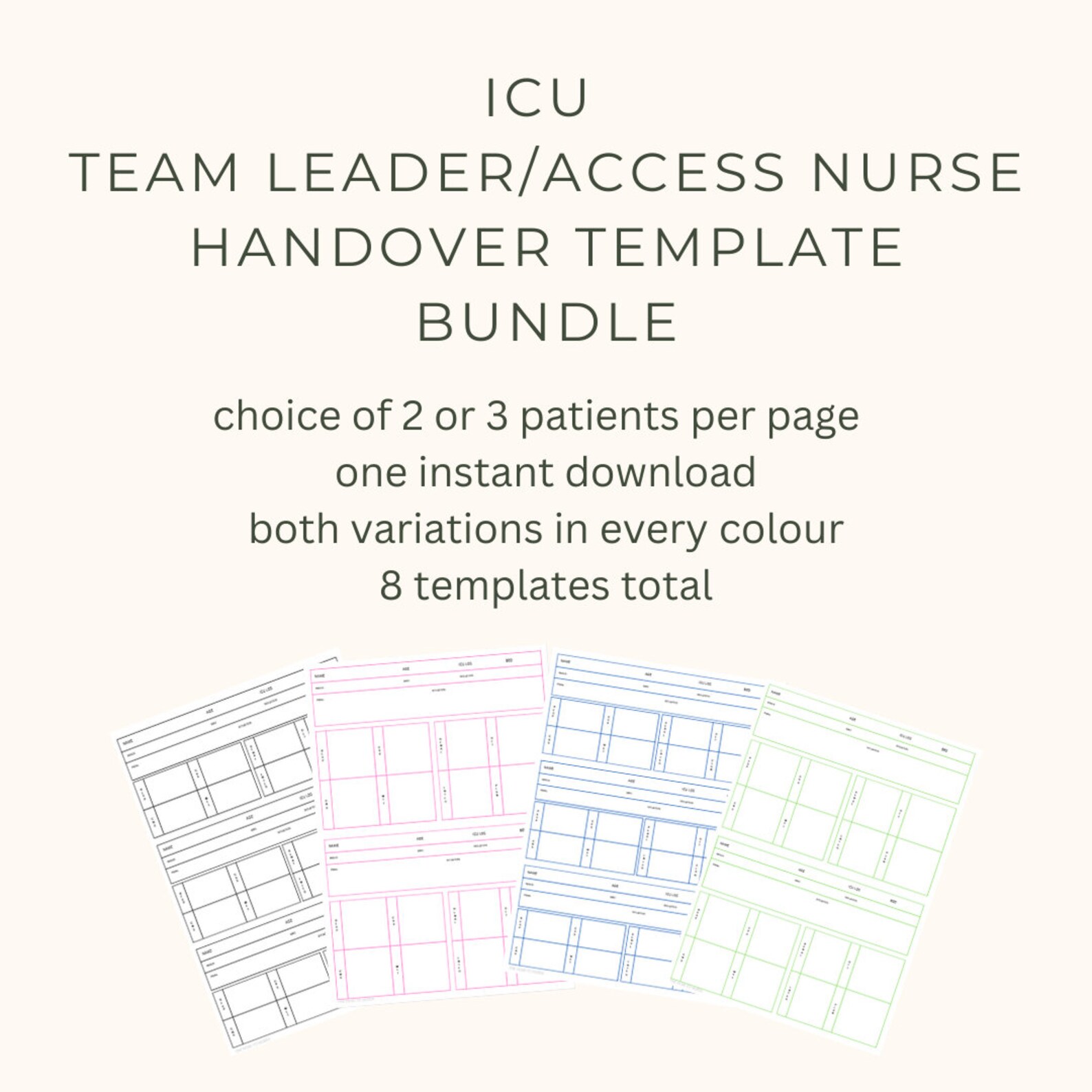 ICU Nurse Team Leader Handover Template; Critical Care Access Nurse ...