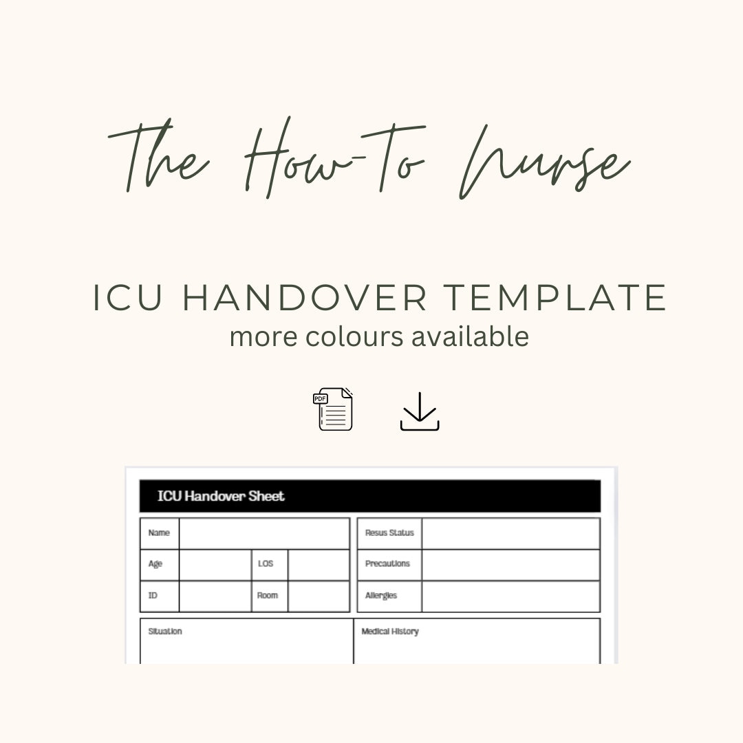 Icu/critical Care Nurse Handover Sheet Printable Template - Etsy