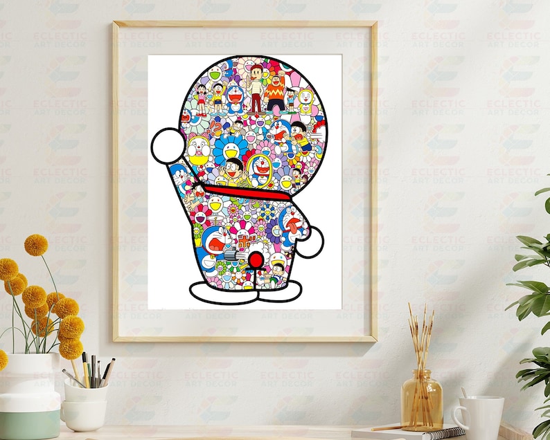 Takashi Murakami Doraemon in the Flower Garden Canvas Wrap - Etsy