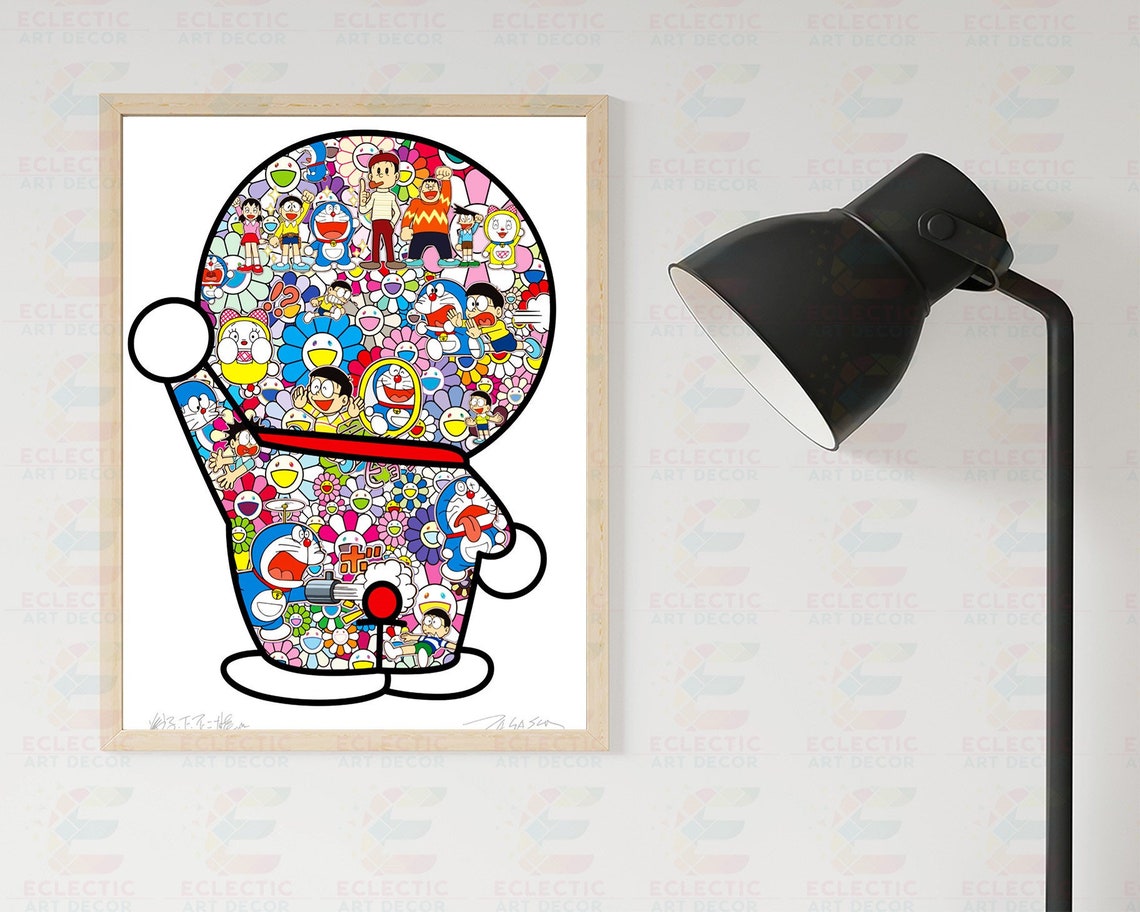 Takashi Murakami Doraemon in the Flower Garden Canvas Wrap - Etsy