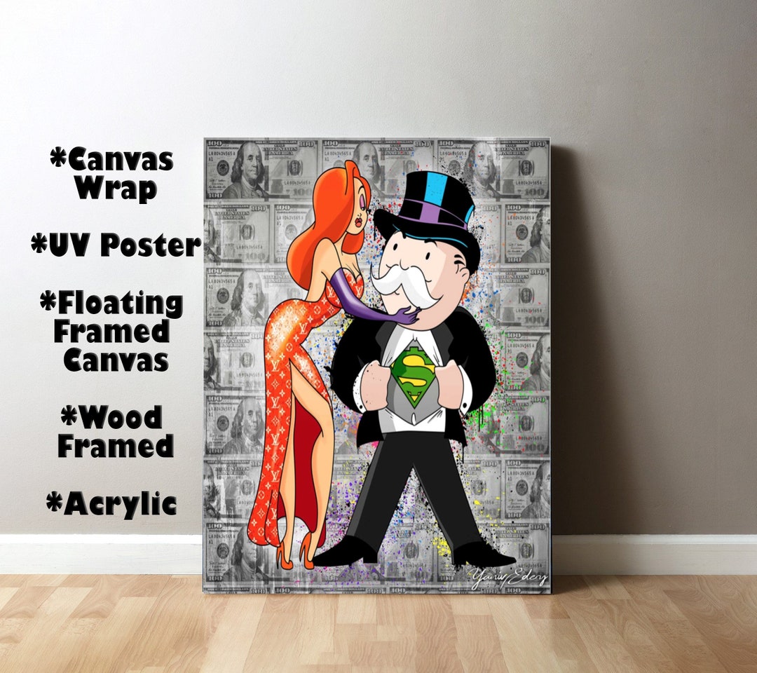 Super Monopoly & Jessica Rabbit Canvas Wrap UV Printed - Etsy