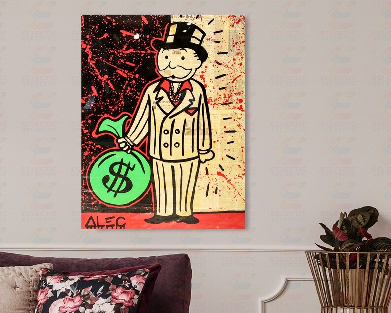 Alec Monopoly Scarface Money Bag Canvas Wrap UV Printed - Etsy