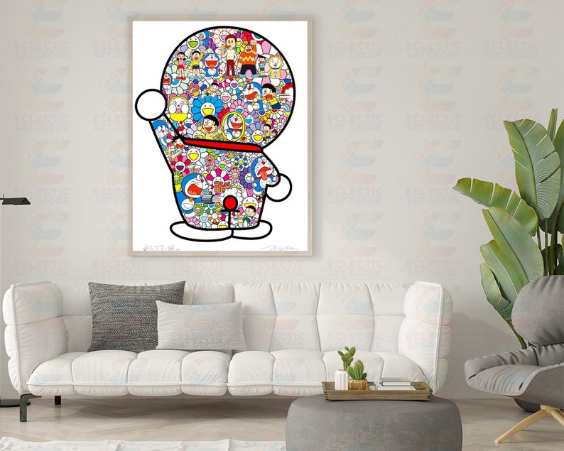Takashi Murakami Doraemon in the Flower Garden Canvas Wrap - Etsy