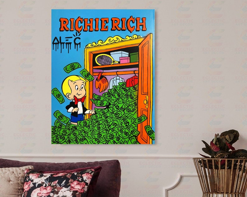 Alec Monopoly Richie Rich Money Closet Canvas Wrap UV Printed Poster ...