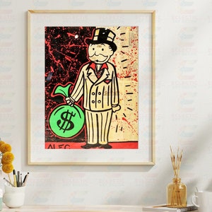 Alec Monopoly Scarface Money Bag Canvas Wrap UV Printed Poster Floating ...