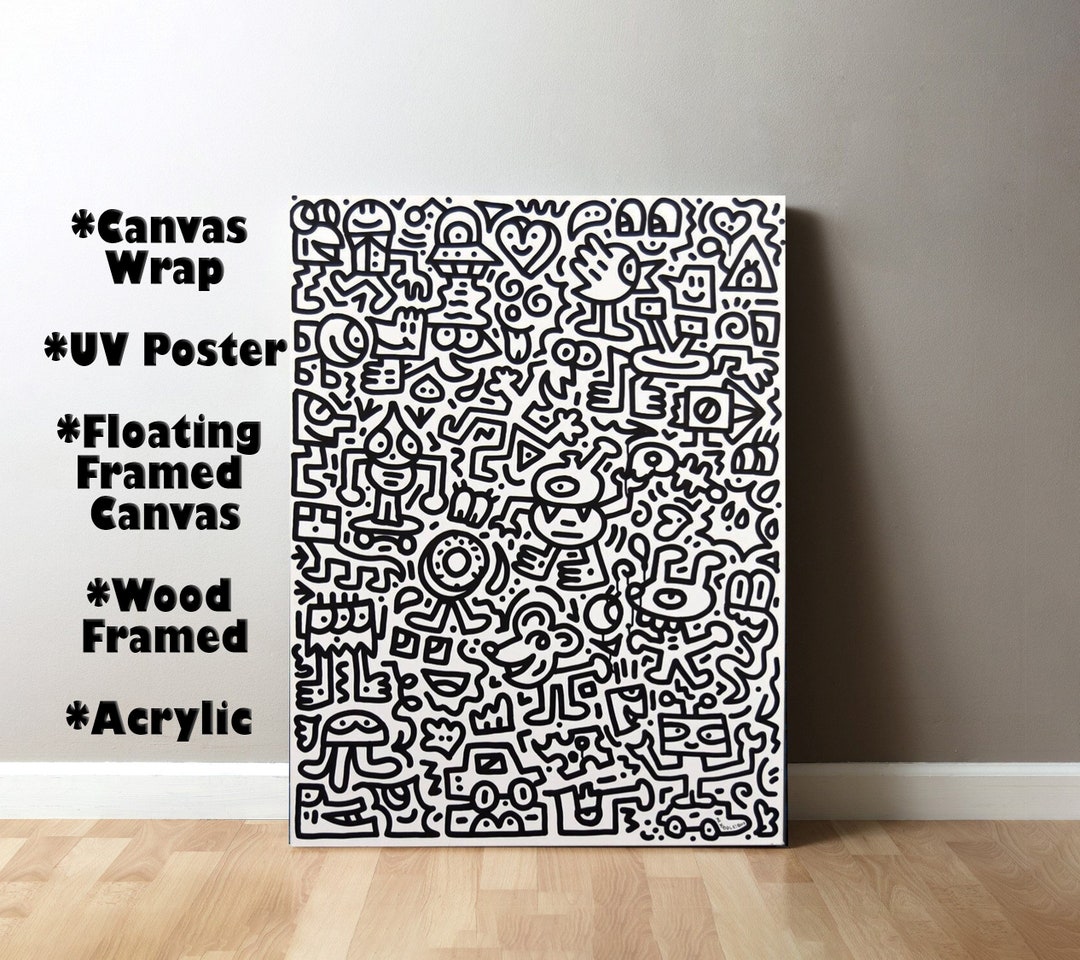 Cave Doodles Canvas Wrap UV Printed Poster Floating Framed Canvas ...