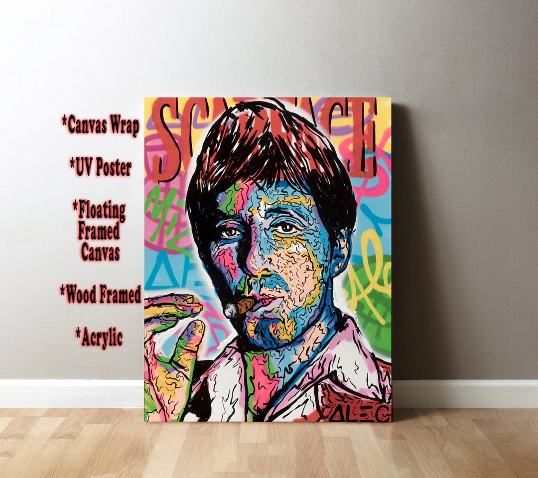 Alec Monopoly Scarface Cigar Canvas Wrap UV Printed Poster Floating ...