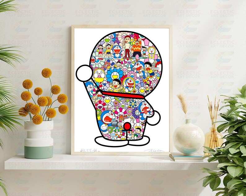 Takashi Murakami Doraemon in the Flower Garden Canvas Wrap - Etsy