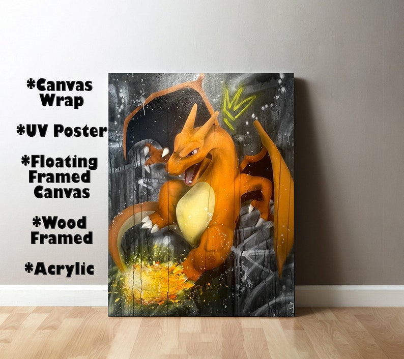 Charizard Canvas Wrap UV Printed Poster Floating Framed Canvas Framed ...