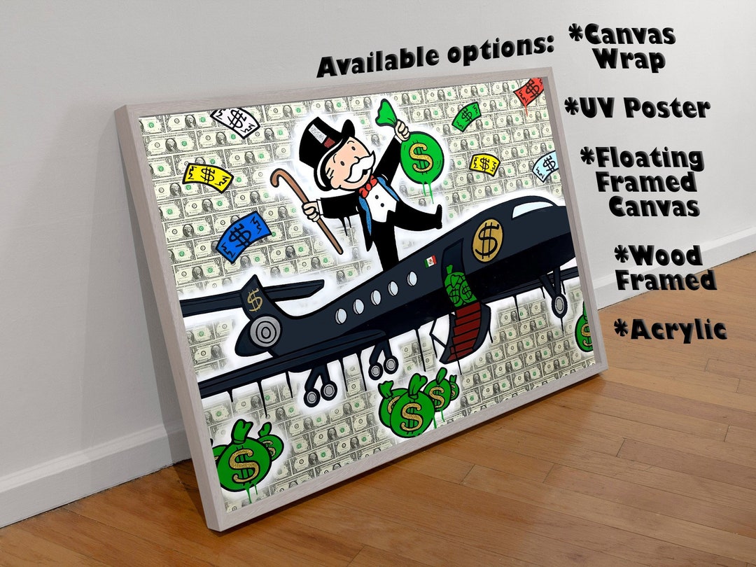 Alec Monopoly Monopoly Gang on Private Jet Canvas Wrap UV Printed ...