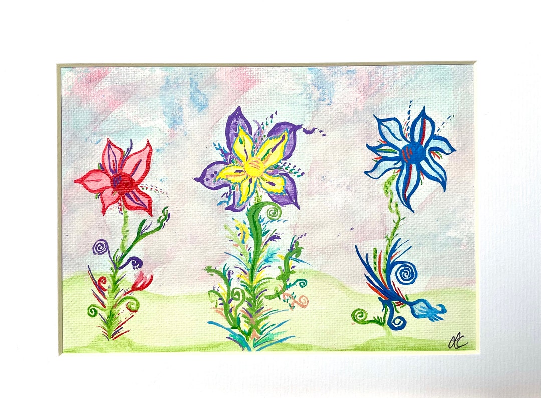 Funky Flowers - Abstract, Whimsical Acrylic Flower Artwork Painting ...