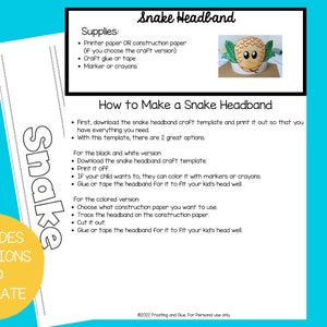 Snake Headband Papercraft Template With Directions - Etsy