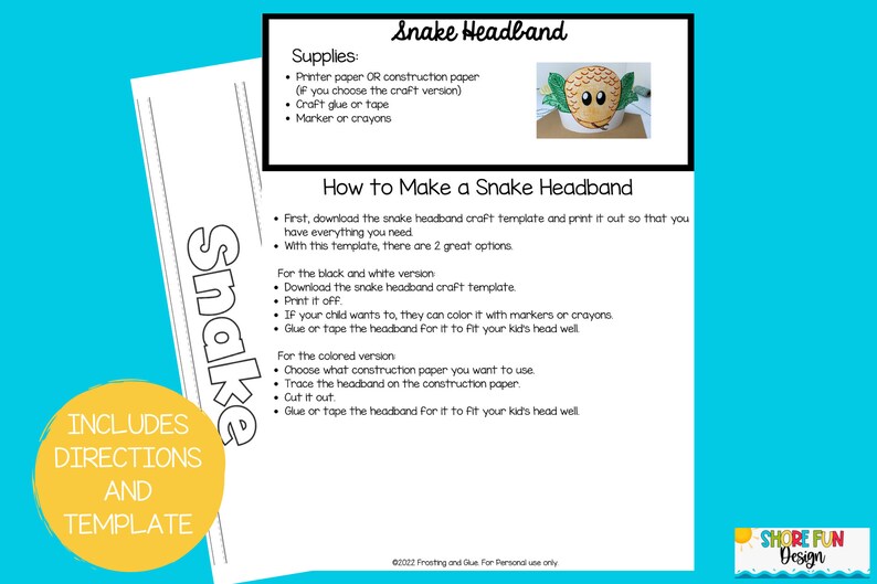 Snake Headband Papercraft Template With Directions - Etsy