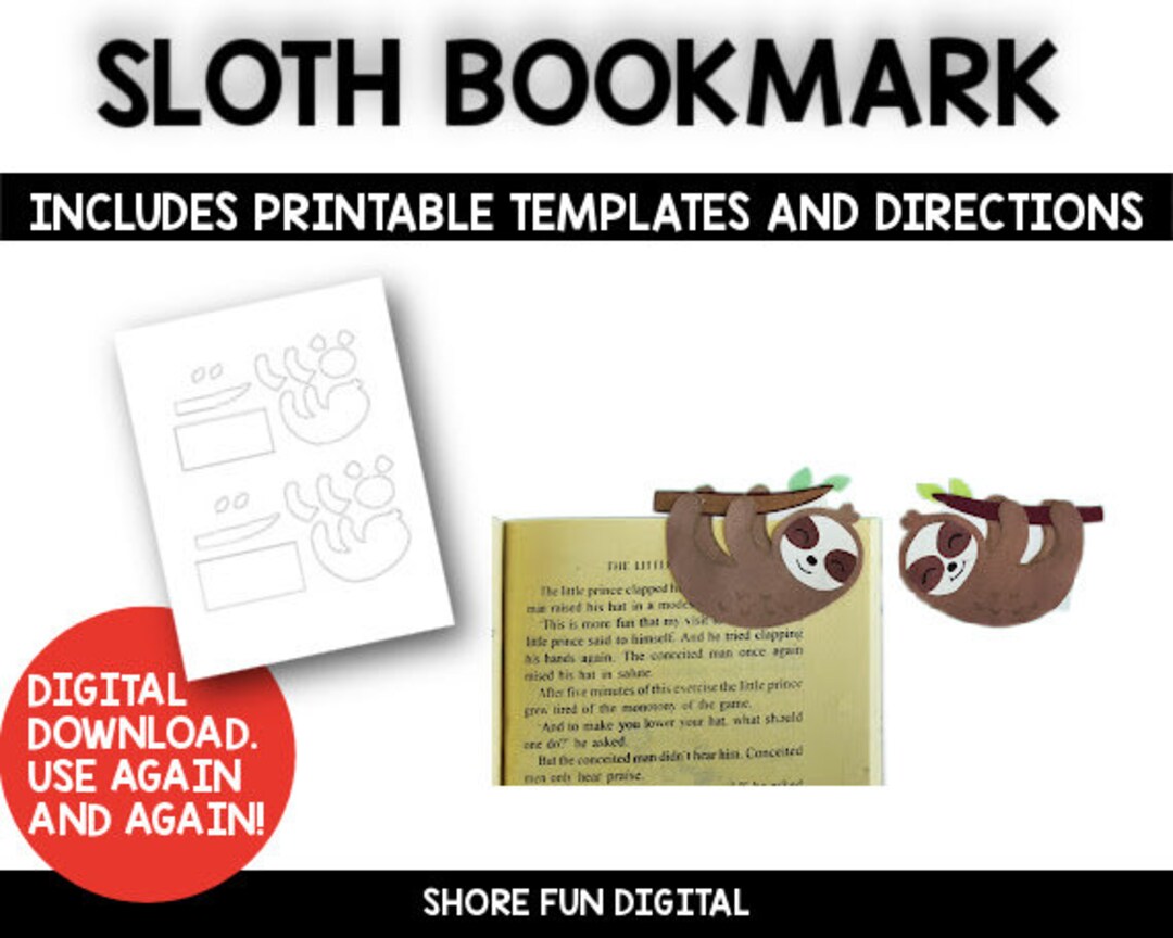 Sloth Bookmark Craft Template With Directions - Etsy